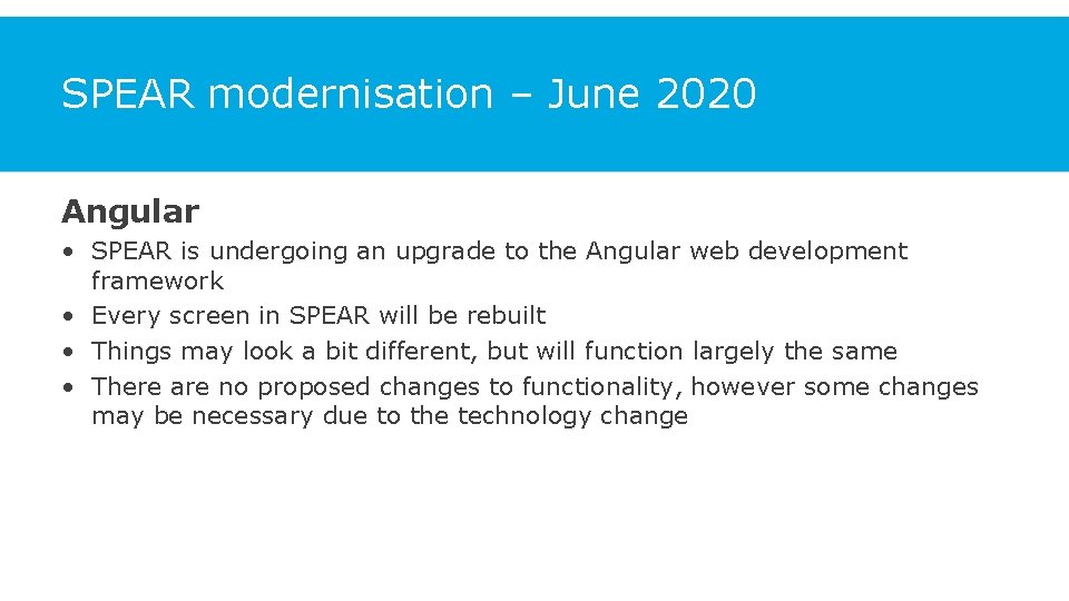 SPEAR Update Surveying and Planning through Electronic Applications