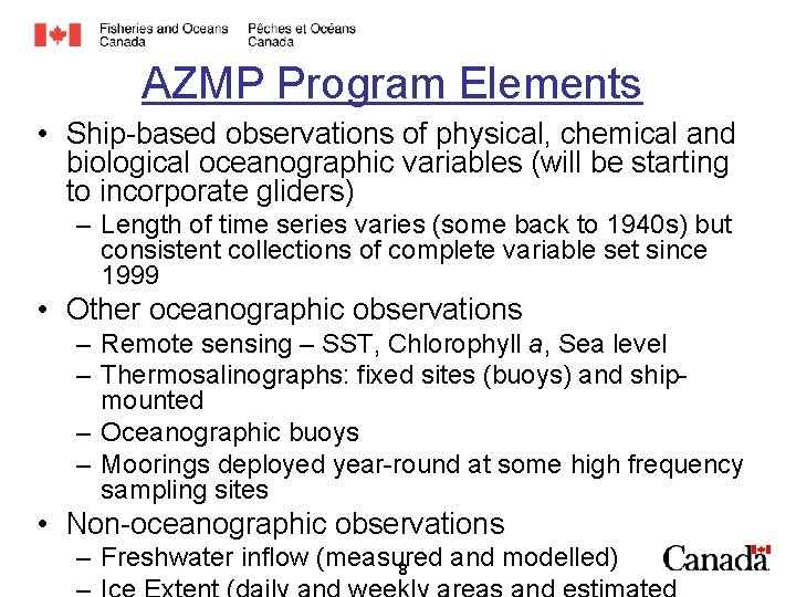 Overview of DFO ocean climate monitoring programs products