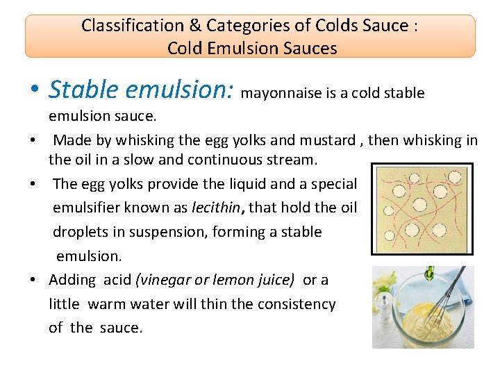 Cold Basic Sauces Learning Outcomes The Definitions Purpose