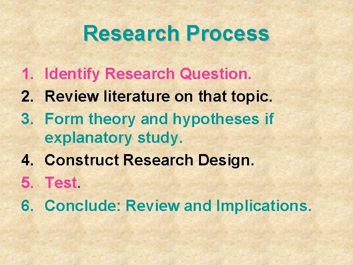 Research Questions and Projects Systematic and Communicable Research