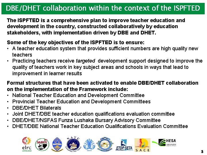 Joint DBEDHET Presentation on Teacher Education and Development