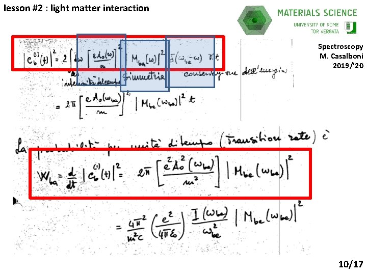 lesson 2 light matter interaction Spectroscopy M Casalboni