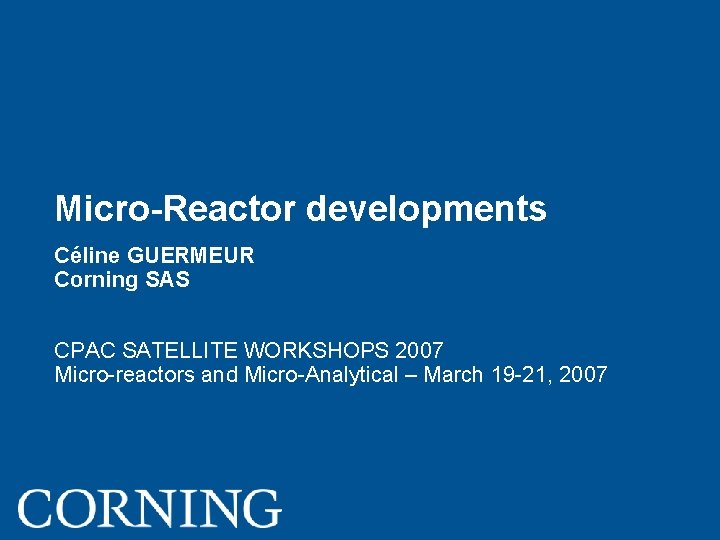 MicroReactor developments Cline GUERMEUR Corning SAS CPAC SATELLITE