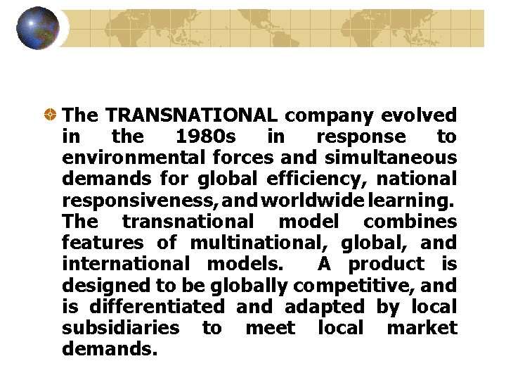 Global multinational international and transnational companies Bartlett and