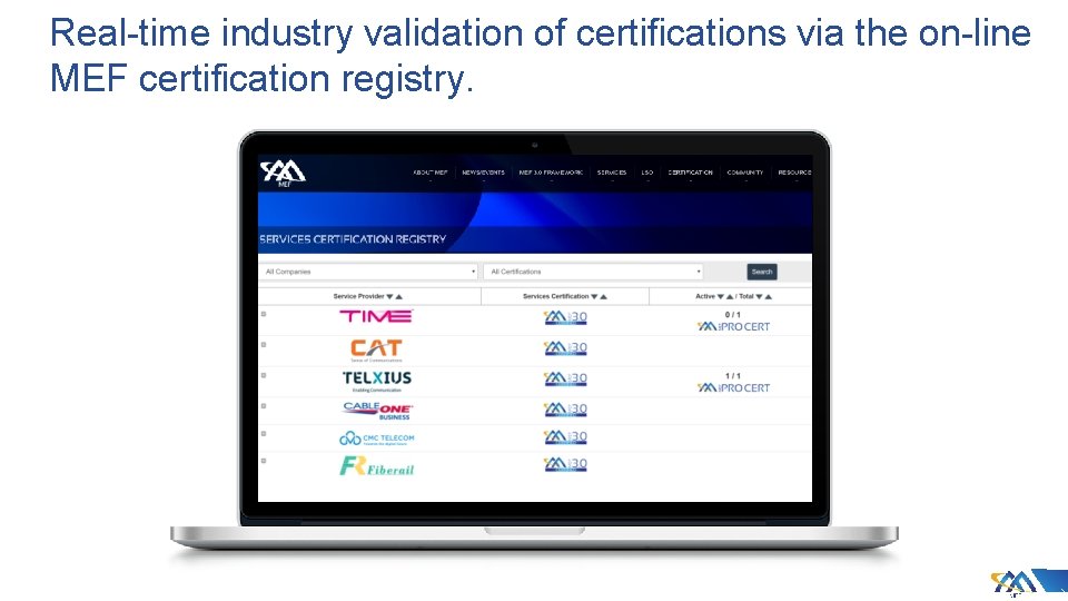 MEF 3 0 Workshop III Certifying Services Technology