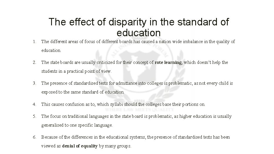 DISPARITIES IN THE INDIAN EDUCATIONAL SYSTEM Done by