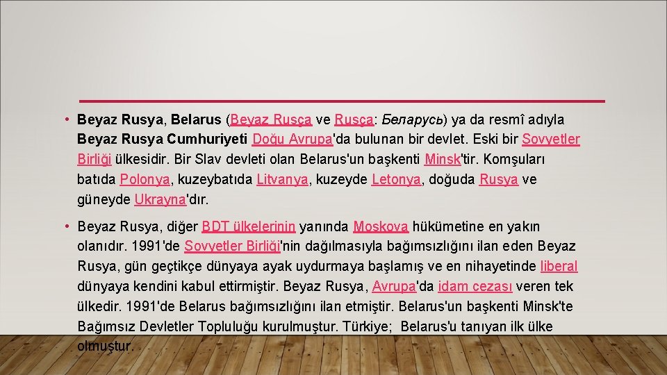 PROJE ALIMASI BEYAZ RUSYA CUMHURYET Beyaz Rusya Belarus
