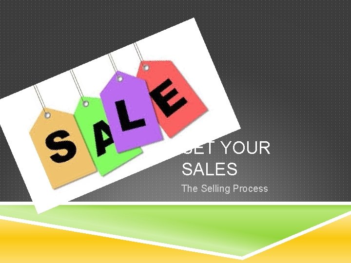 SET YOUR SALES The Selling Process WHY LEARN