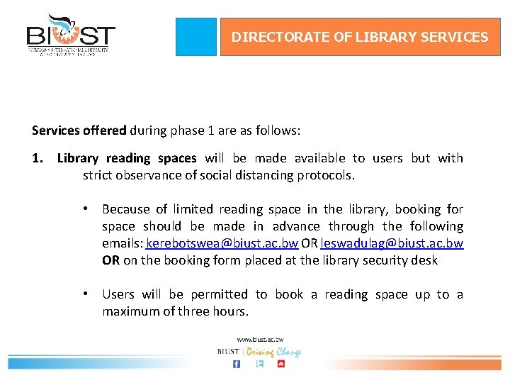 DIRECTORATE OF LIBRARY SERVICES Hello everyone I am