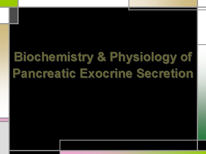 Biochemistry Physiology of Pancreatic Exocrine Secretion Pancreas Secretion