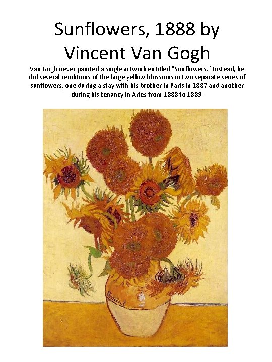 Art History Artist Vincent Van Gogh Born March