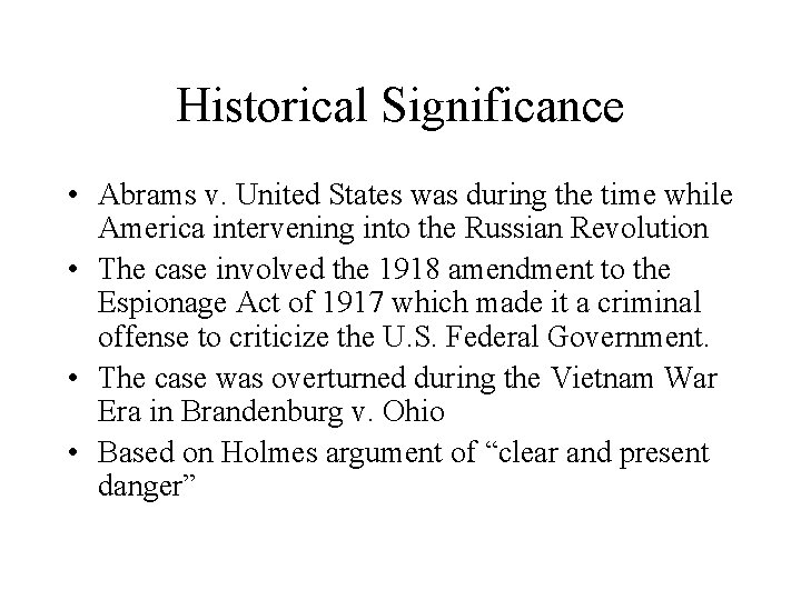 Abrams v United States Work taken from the