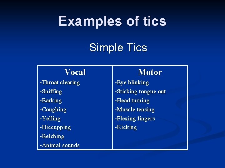 Tourette Syndrome An Overview of Tourette Syndrome for