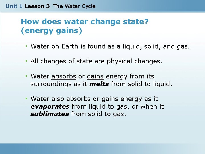 Unit 1 Lesson 3 Unit 1 Lesson 3