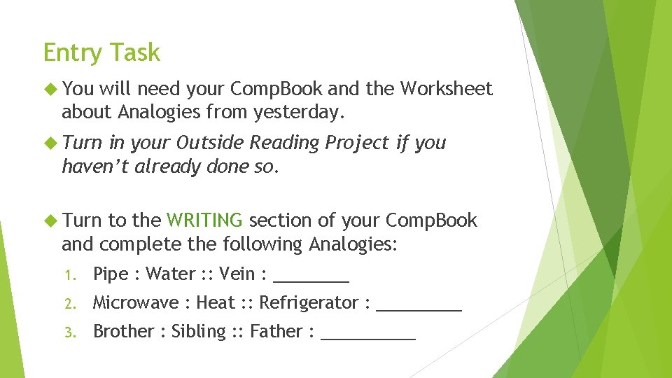 Thursday November 10 Freshman English Entry Task You