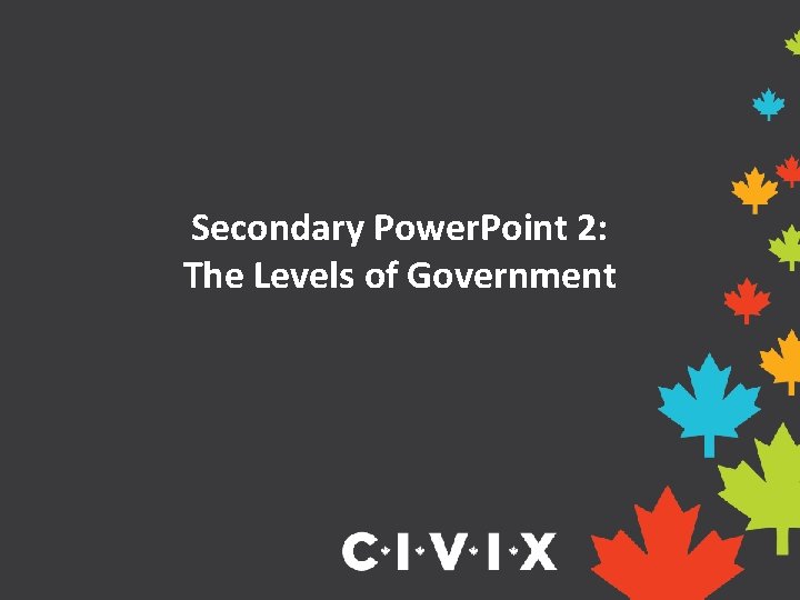Secondary Power Point 2 The Levels of Government