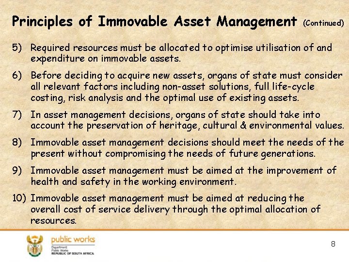 Department of Public Works Government Immovable Asset Management