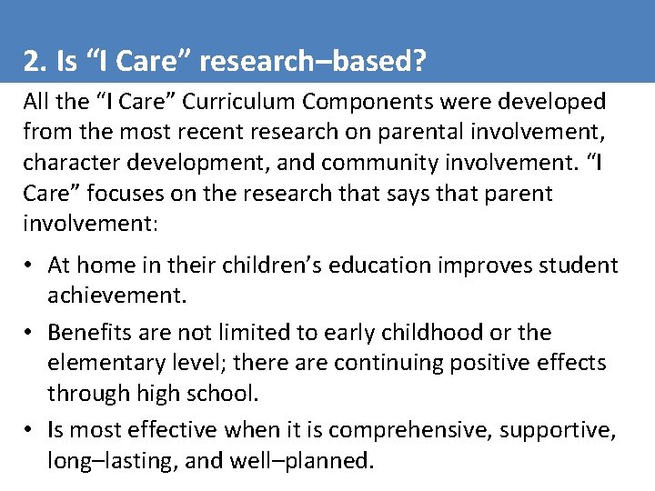 About the I Care Positive Parenting Character Curriculum