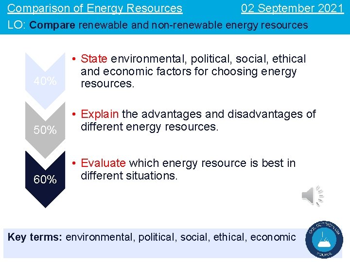 02 September 2021 Comparison of Energy Resources LO