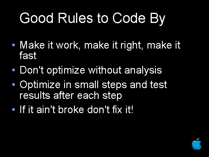 Session 410 Web Objects Optimizing Applications Alex Cone