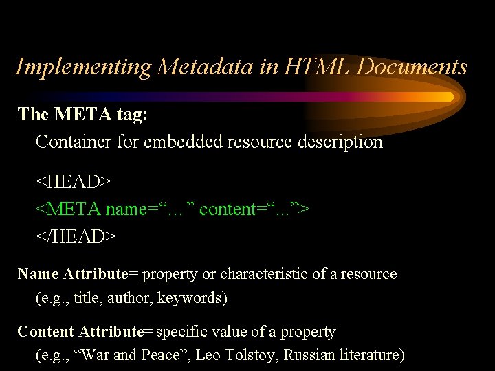 Implementing Effective Metadata Brian Lavoie Office of Research