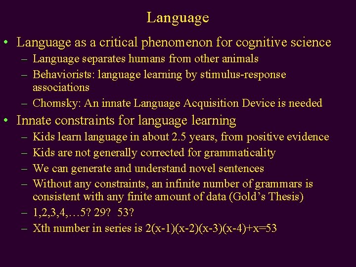 Language Language as a critical phenomenon for cognitive