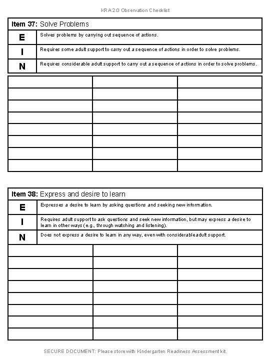 KRA 2 0 Observation Checklist Item 27 Demonstrate