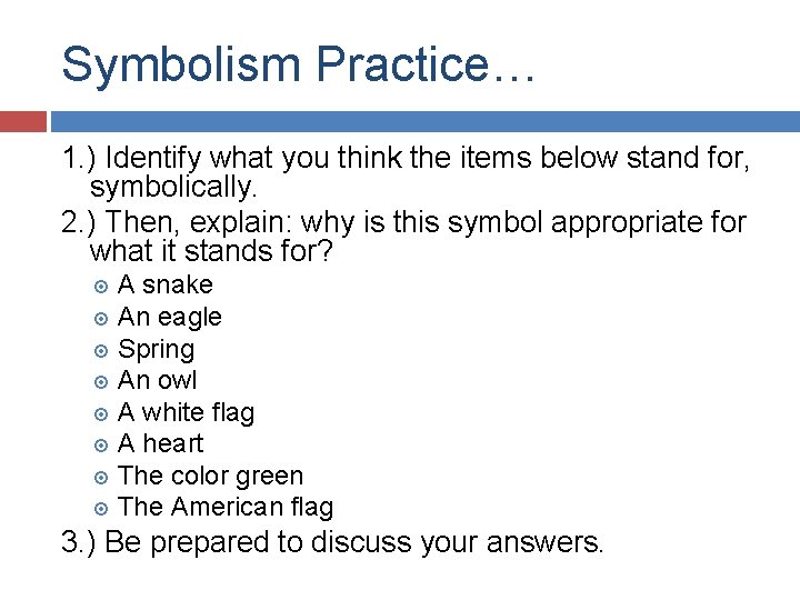 Symbolism Allegory UNIT 4 C P 9 Lecture