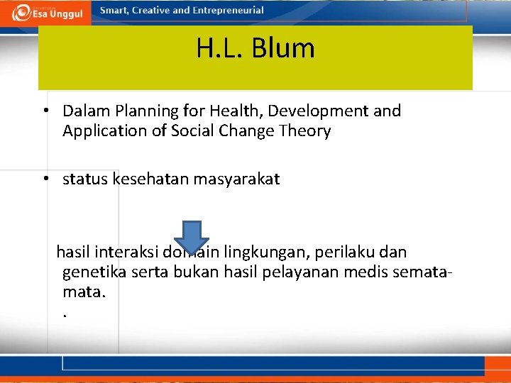 PENYAKIT BERBASIS LINGKUNGAN H L Blum Dalam Planning