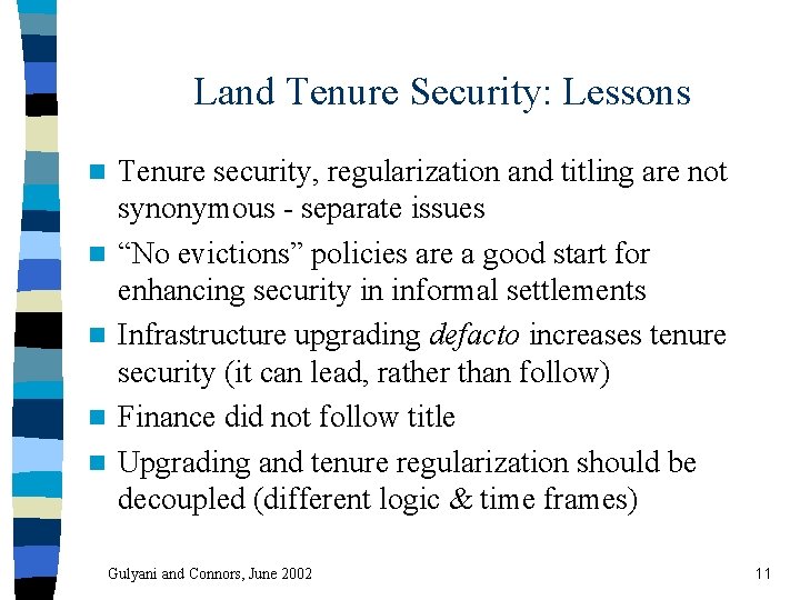 Experience with Urban Upgrading in Africa MITCities Alliance