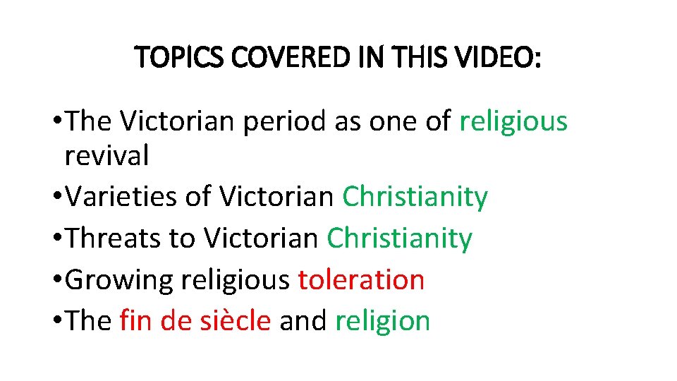 CROSSCURRENTS IN VICTORIAN RELIGION Dr Catherine Brown TOPICS