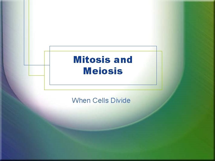 Mitosis and Meiosis When Cells Divide When Do