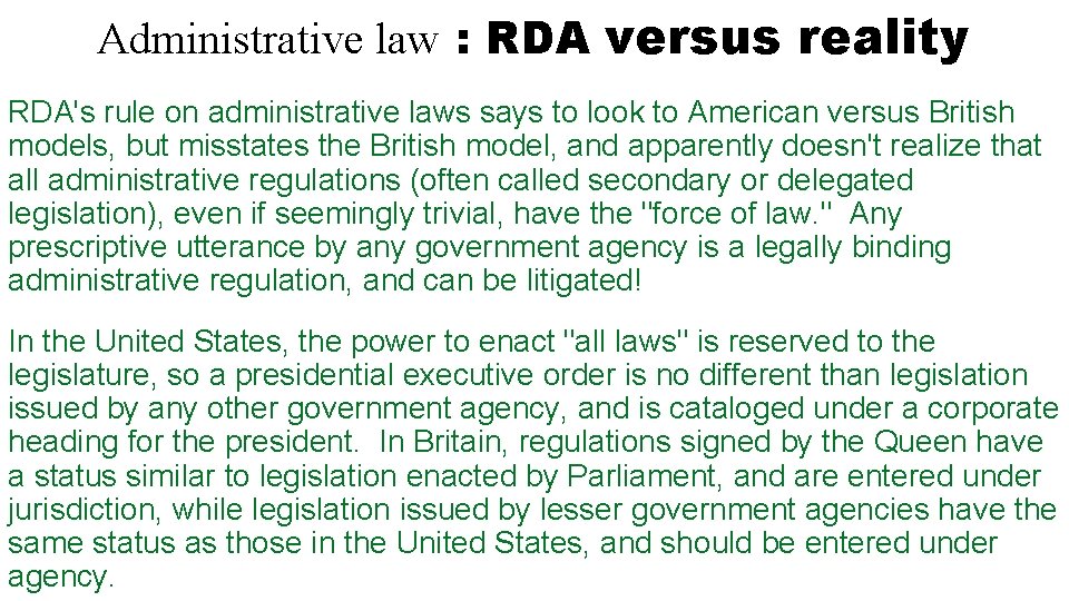 Problems with RDA and Legal materials Lightning talk