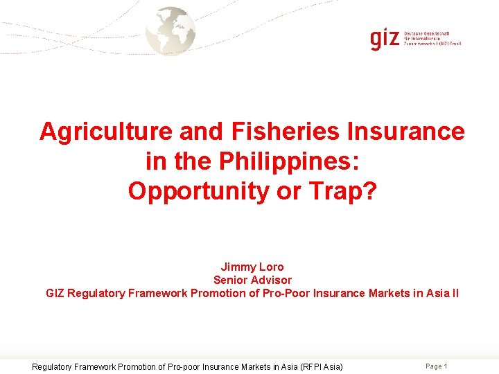 Agriculture and Fisheries Insurance in the Philippines Opportunity