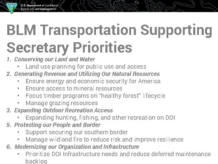 BLM Transportation Program Rosemarie Spano Supporting Text 202