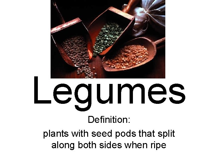 Legumes Definition plants with seed pods that split