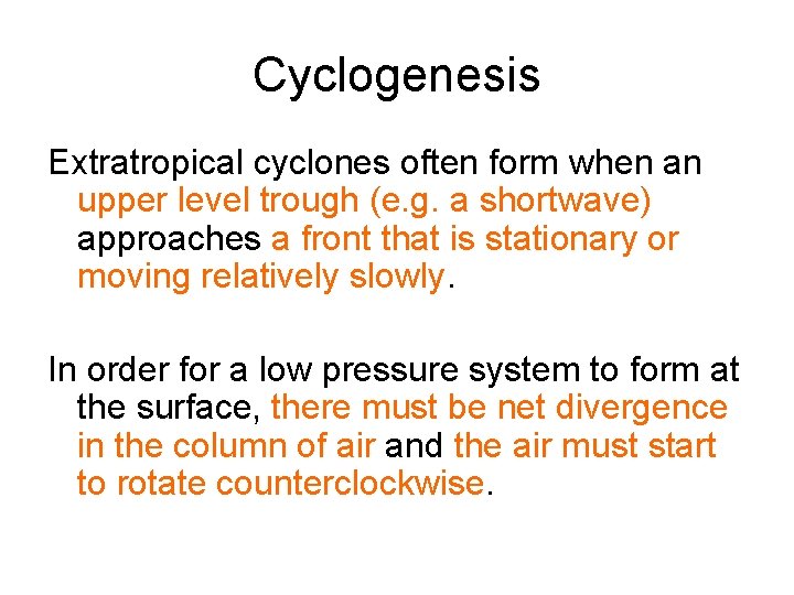 Formation of the Extratropical Cyclone Cyclogenesis geogwww sbs