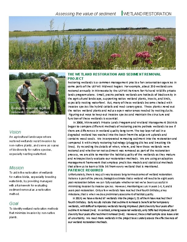 Assessing the value of sediment removal in WETLAND