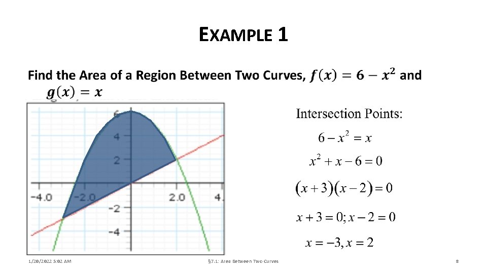 AREA BETWEEN TWO CURVES Section 7 1 Calculus