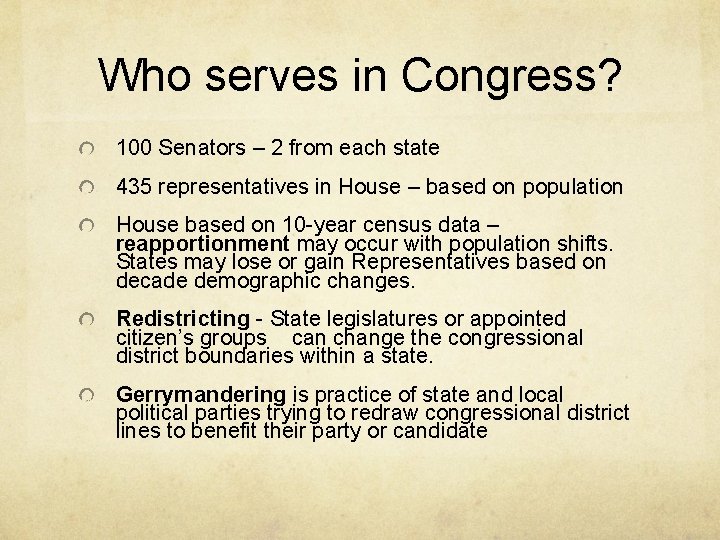 The US Congress The Legislative Branch of Government