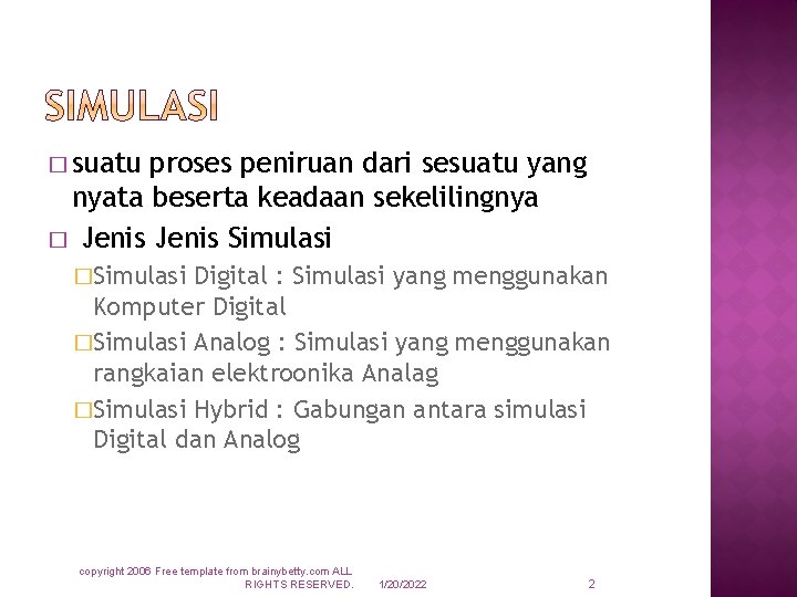 SIMULASI DIGITAL suatu proses peniruan dari sesuatu yang
