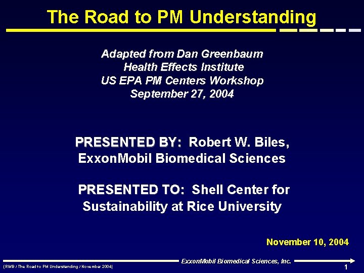 The Road to PM Understanding Adapted from Dan