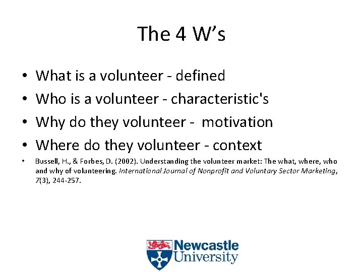 Relationship Marketing RM and The Volunteer Life Cycle
