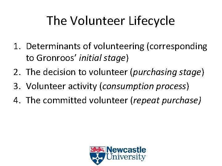 Relationship Marketing RM and The Volunteer Life Cycle