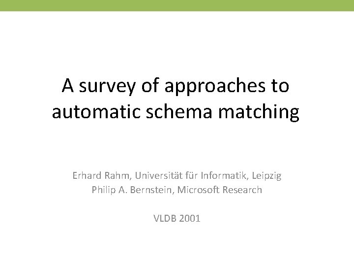 A survey of approaches to automatic schema matching