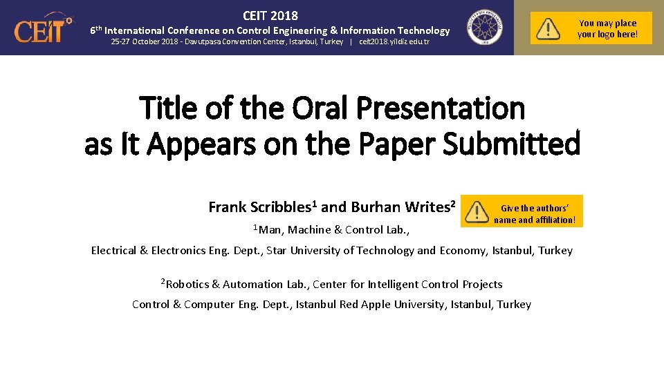 CEIT 2018 You may place your logo here