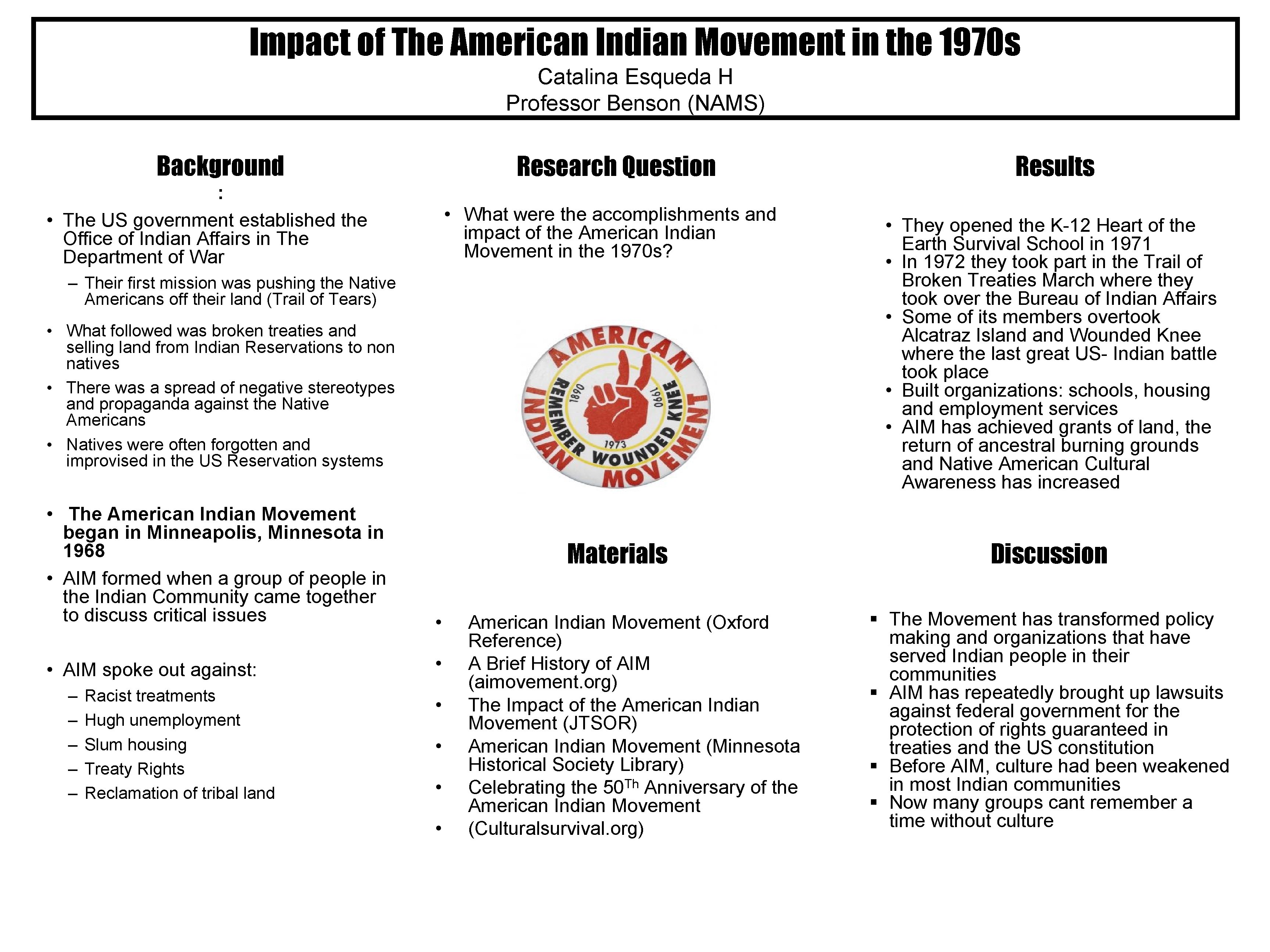 Impact of The American Indian Movement in the
