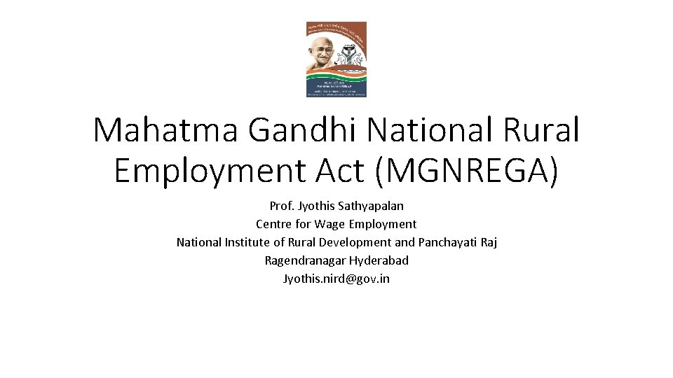 Mahatma Gandhi National Rural Employment Act MGNREGA Prof