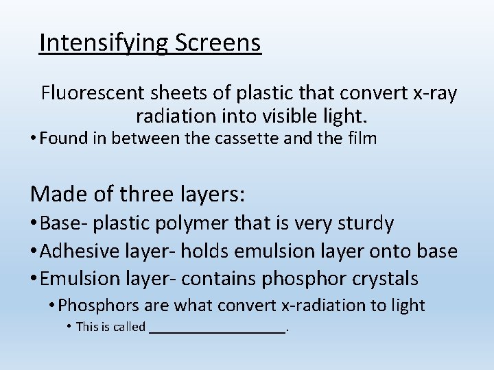 Imaging on Film RVT Chapter 5 Learning Objectives