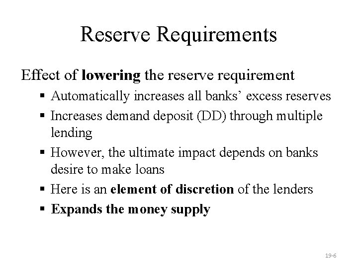 Chapter 19 The Instruments of Central Banking Learning